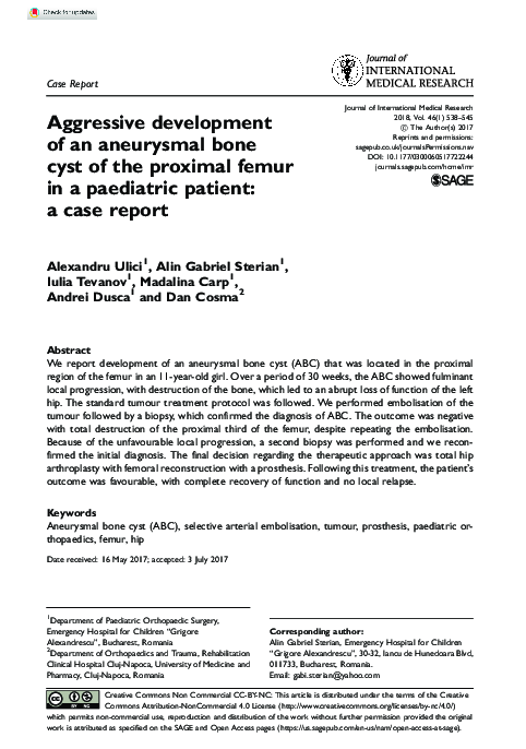 (PDF) Aggressive development of an aneurysmal bone cyst of the proximal ...