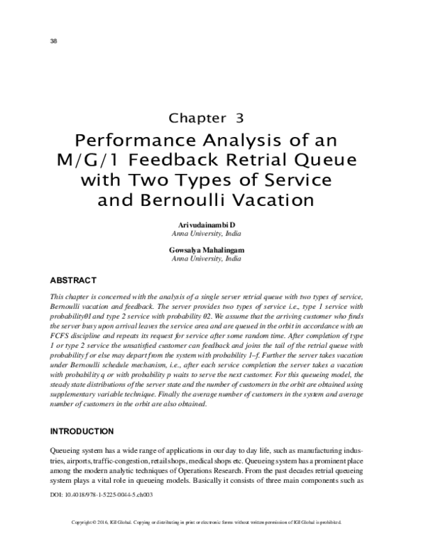 (PDF) Performance Analysis of an M/G/1 Feedback Retrial Queue with Two Types of Service and ...