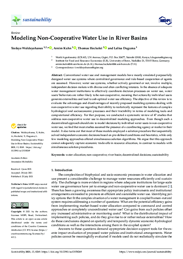 (PDF) Modeling Non-Cooperative Water Use in River Basins