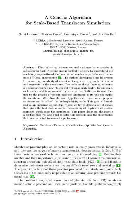 (PDF) A Genetic Algorithm for Scale-Based Translocon Simulation