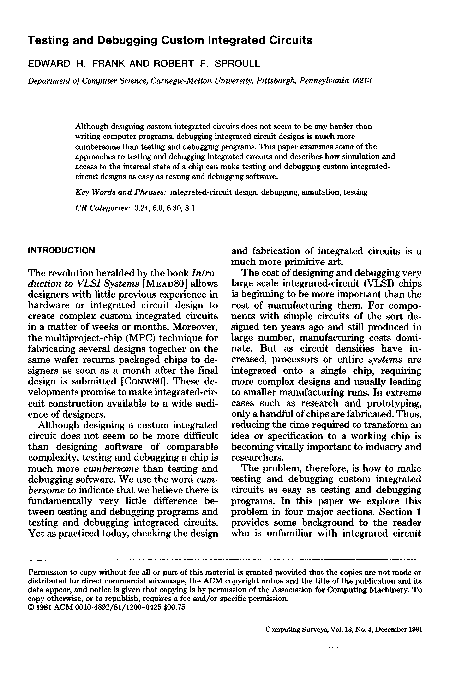 (PDF) Testing and Debugging Custom Integrated Circuits