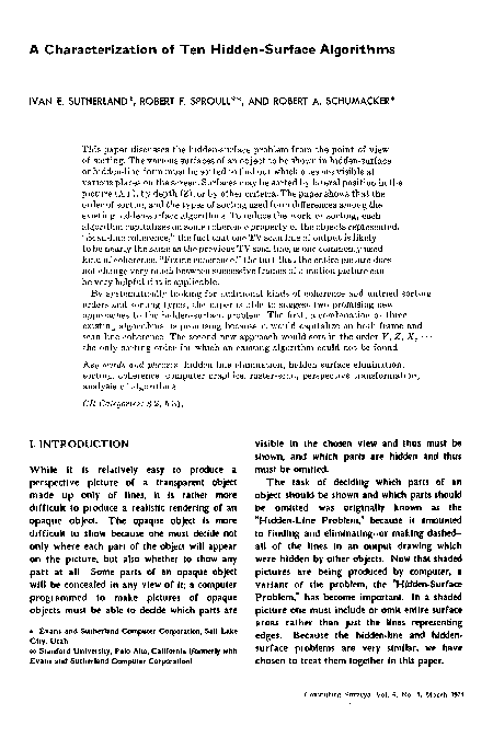 (PDF) A Characterization of Ten Hidden-Surface Algorithms | Bob Sproull ...