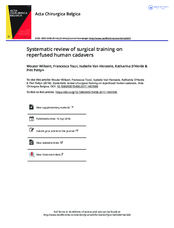 (PDF) Systematic review of surgical training on reperfused human ...
