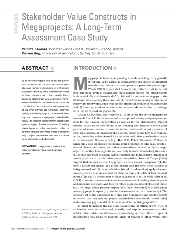 (PDF) Stakeholder Value Constructs in Megaprojects: A Long-Term ...