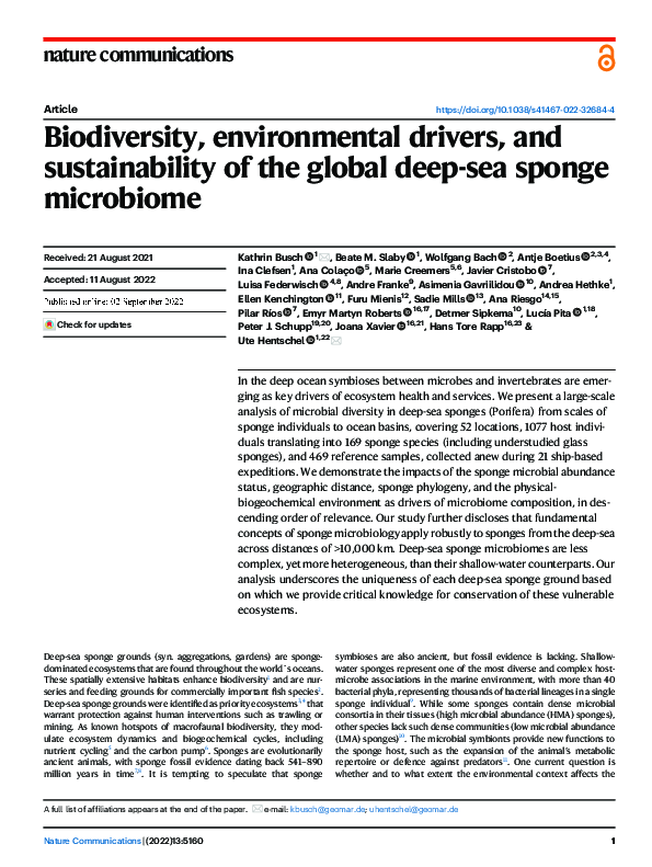 (PDF) Biodiversity, environmental drivers, and sustainability of the ...
