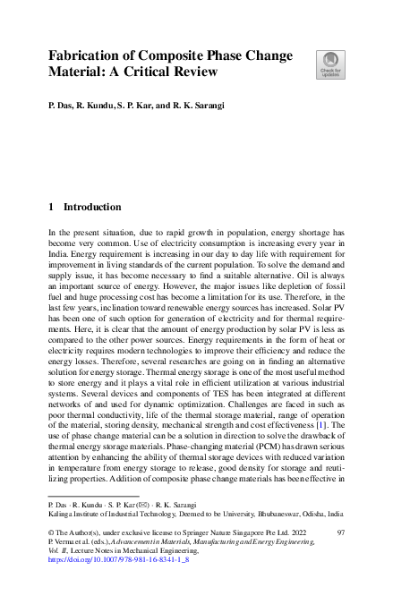 (PDF) Fabrication of Composite Phase Change Material: A Critical Review
