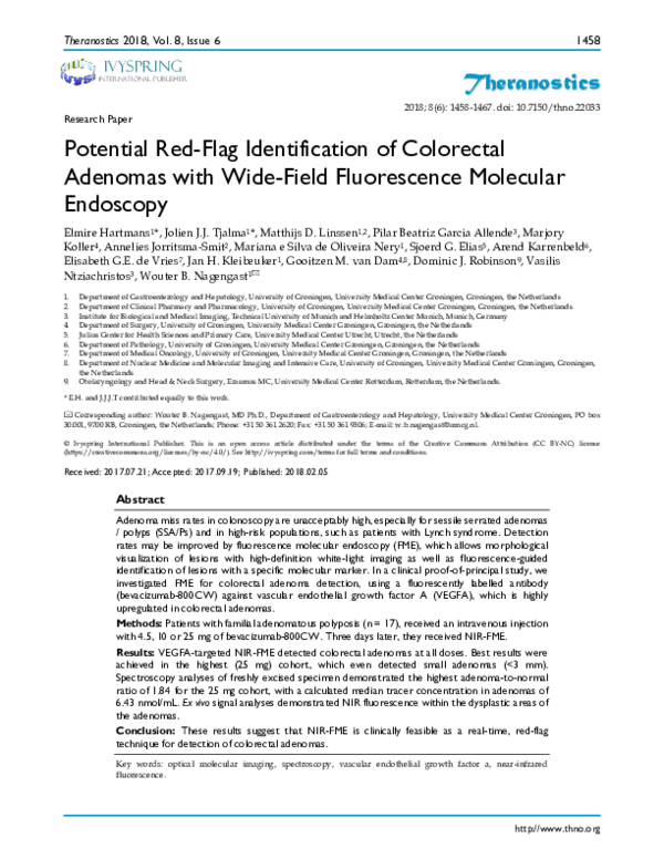 (PDF) Potential Red-Flag Identification of Colorectal Adenomas with ...