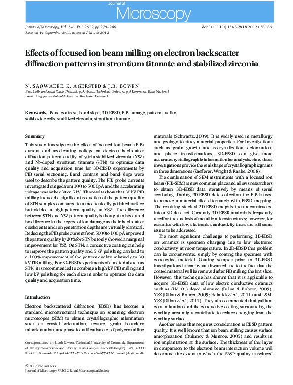 (PDF) Effects of focused ion beam milling on electron backscatter diffraction patterns in ...