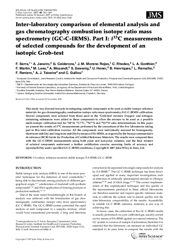 (PDF) Inter-laboratory comparison of elemental analysis and gas ...