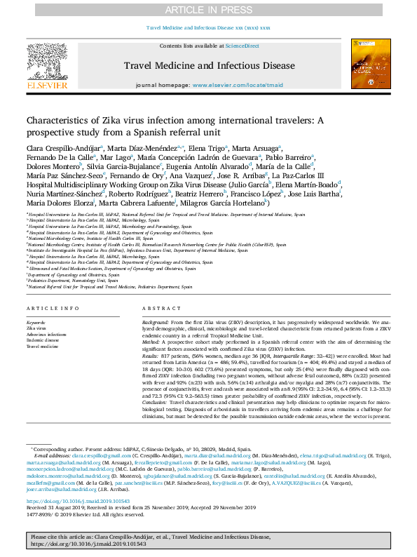 (PDF) Characteristics of Zika virus infection among international ...