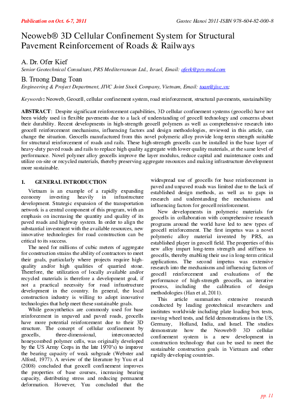 (PDF) Neoweb® 3D Cellular Confinement System for Structural Pavement ...