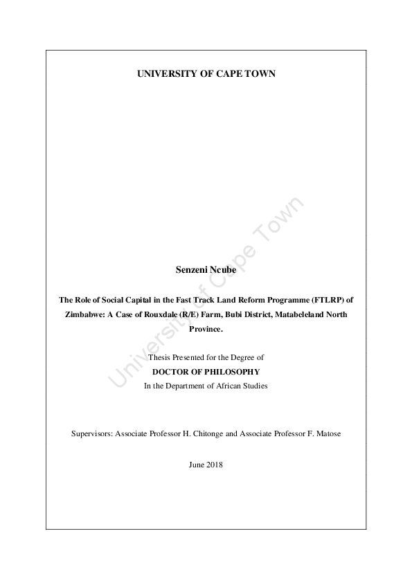 (PDF) The role of social capital in the Fast Track Land Reform ...