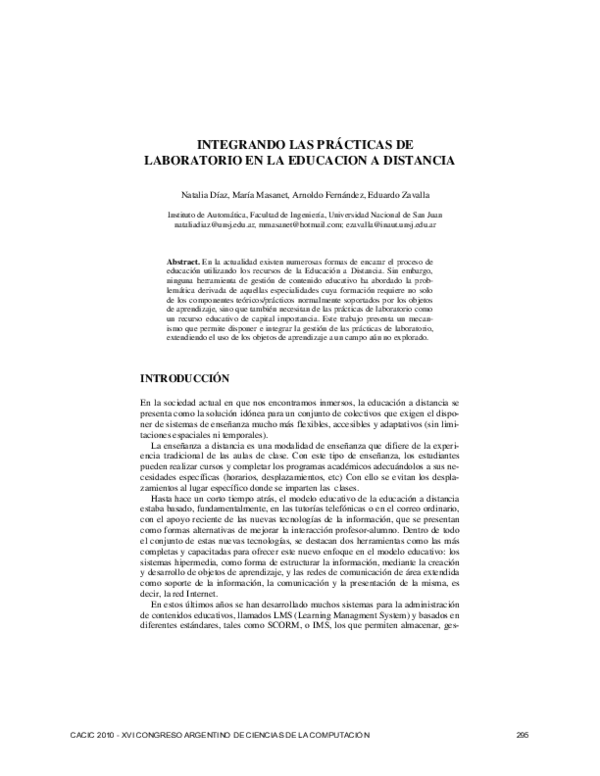 (PDF) Integrando las prácticas de laboratorio en la educación a distancia