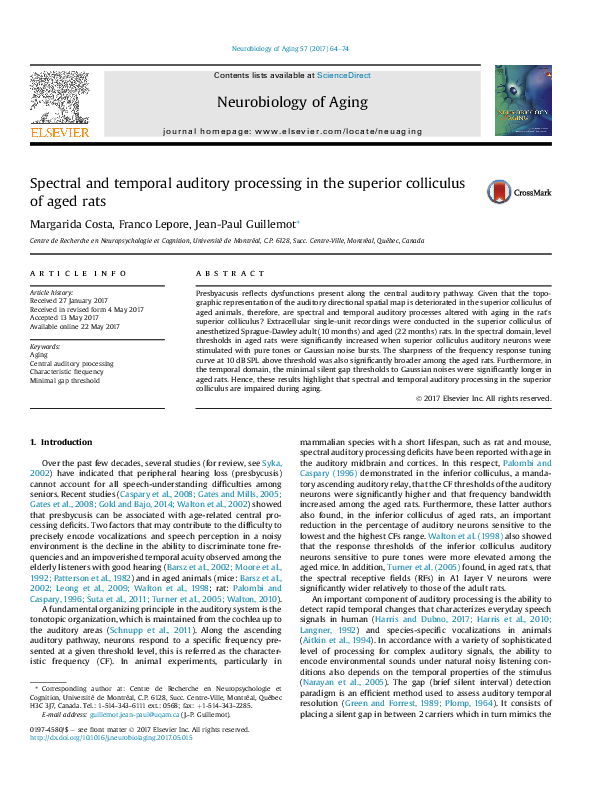 (PDF) Spectral and temporal auditory processing in the superior ...