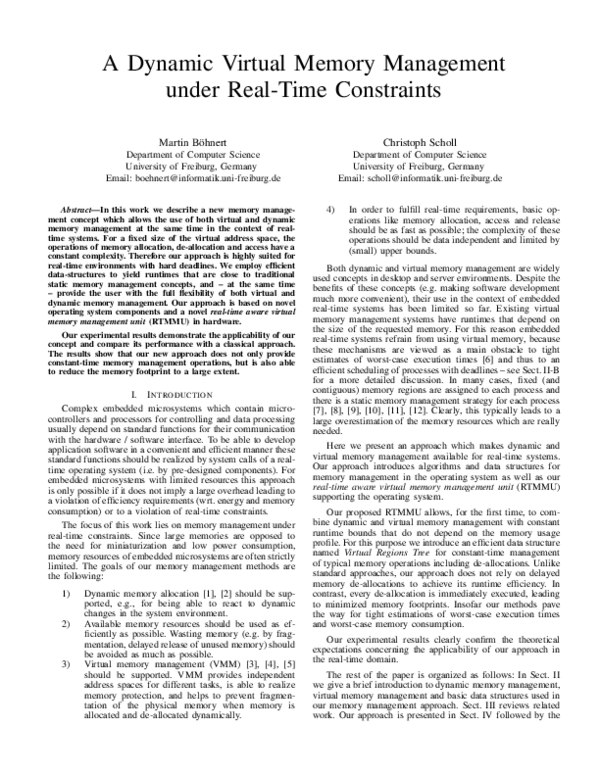 Pdf A Dynamic Virtual Memory Management Under Real Time Constraints