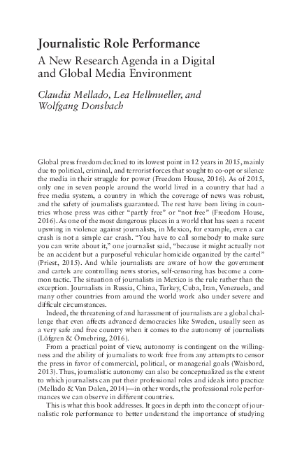 (PDF) Journalistic Role Performance