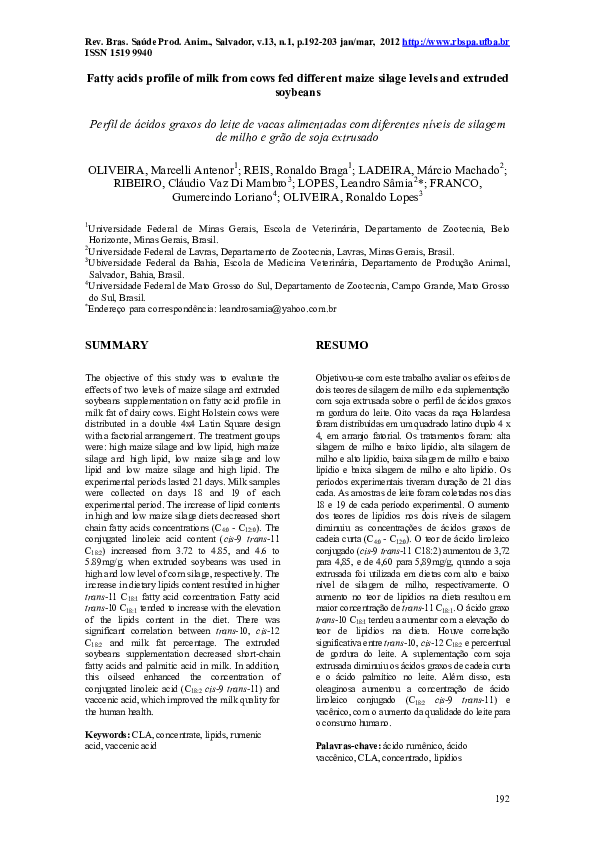 (PDF) Fatty acids profile of milk from cows fed different maize silage ...