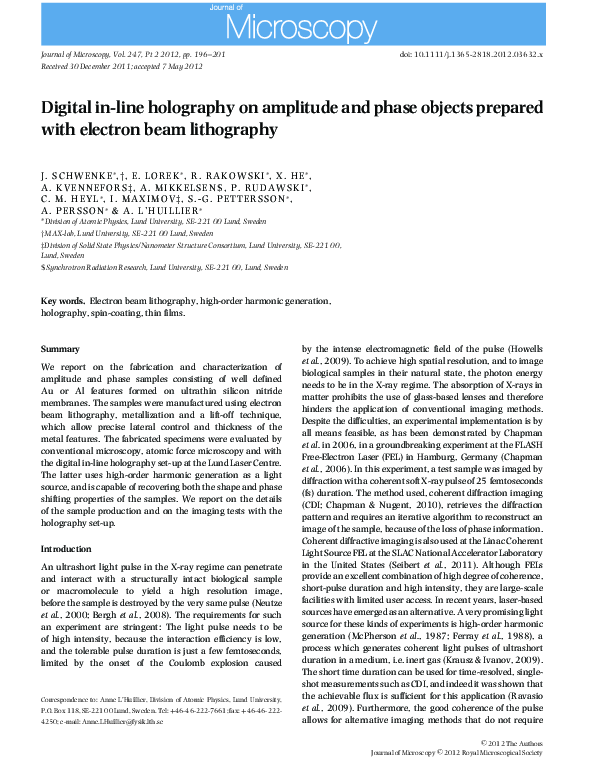 (PDF) Digital in-line holography on amplitude and phase objects ...