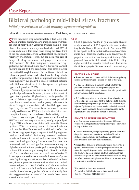 (PDF) Bilateral pathologic mid-tibial stress fractures: Initial ...