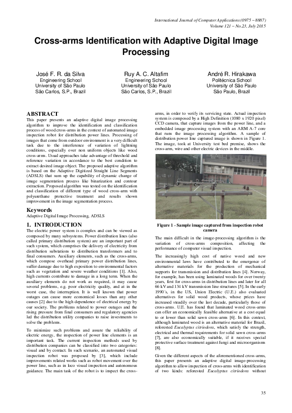 (PDF) Cross-arms Identification with Adaptive Digital Image Processing
