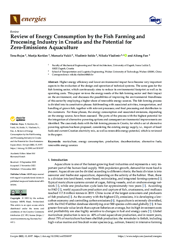 (PDF) Review of Energy Consumption by the Fish Farming and Processing ...