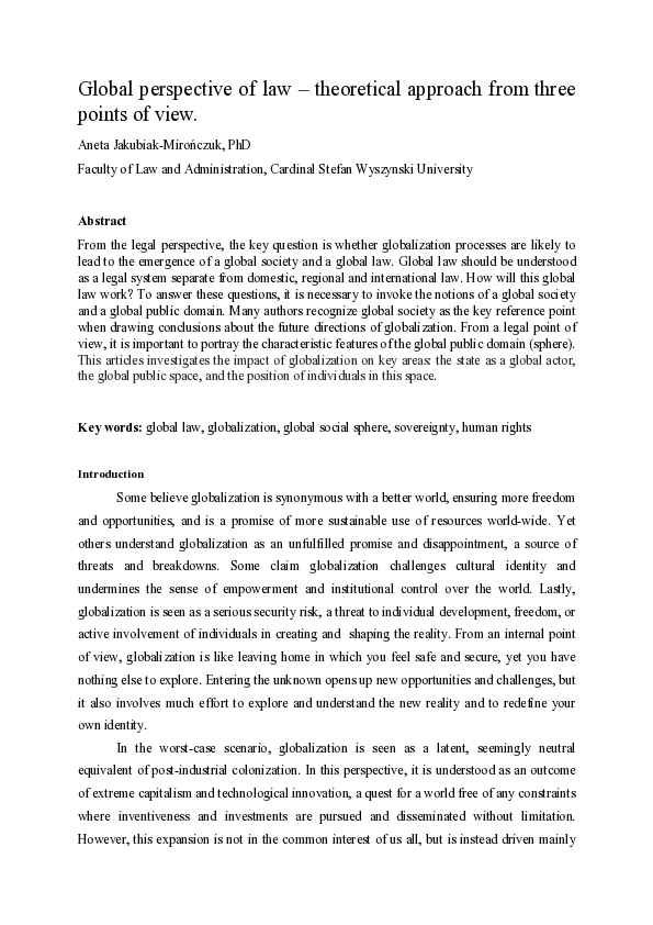 (PDF) Global perspective of law -theoretical approach from three points ...