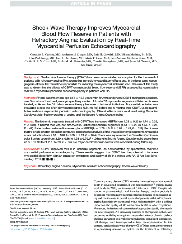 (PDF) Shock-Wave Therapy Improves Myocardial Blood Flow Reserve in ...