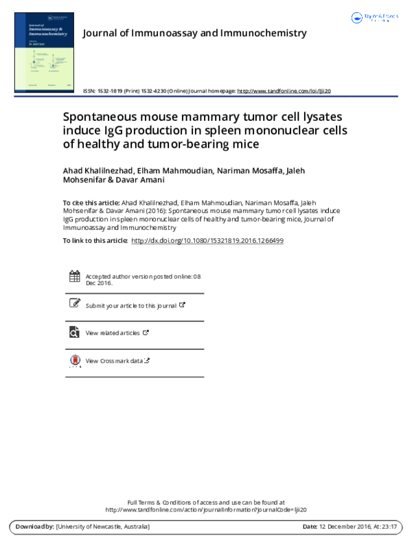 (PDF) Spontaneous mouse mammary tumor cell lysates induce IgG ...