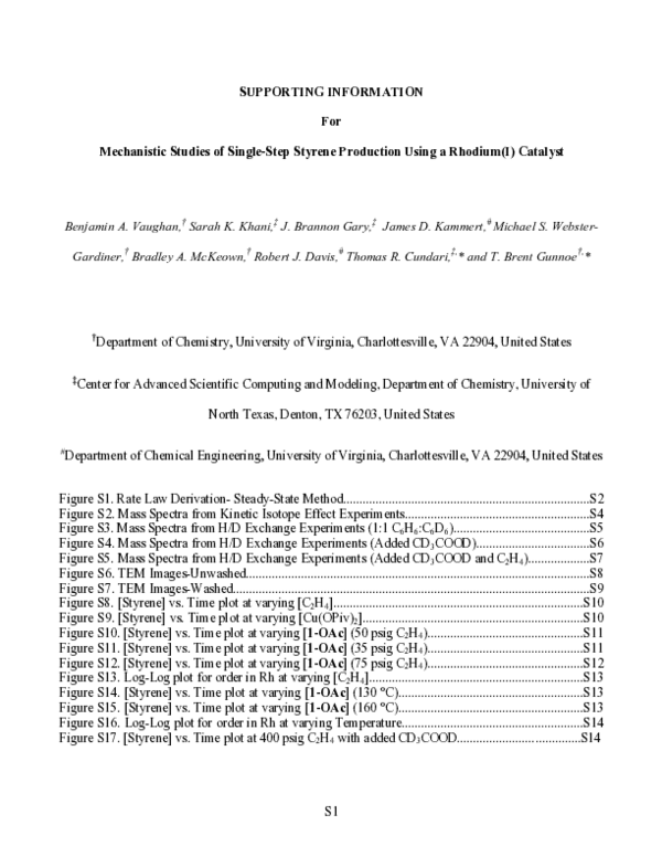 (PDF) Mechanistic Studies of Single-Step Styrene Production Using a Rhodium(I) Catalyst