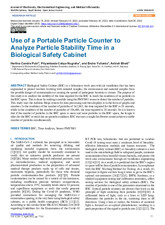(PDF) Use of a Portable Particle Counter to Analyze Particle Stability ...