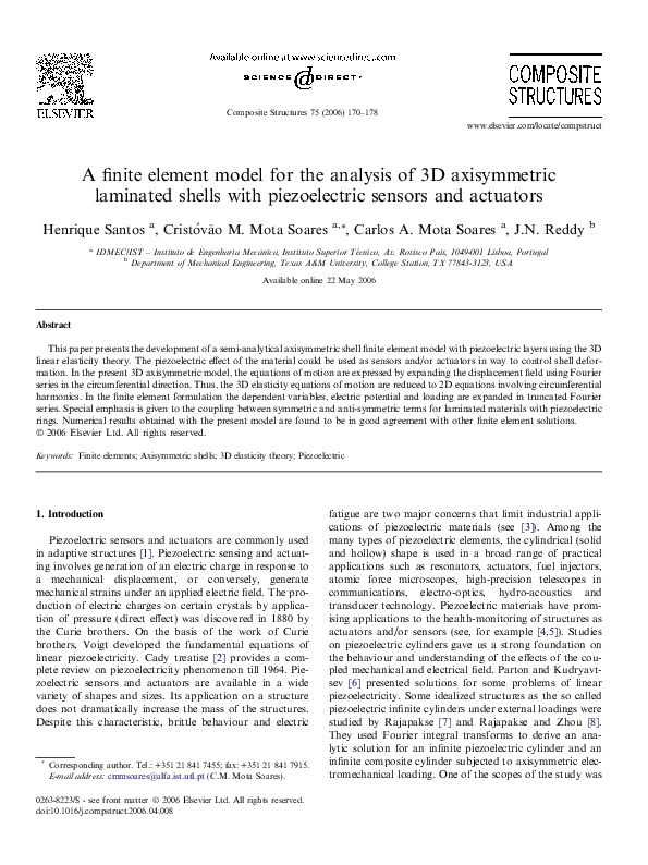 (PDF) A finite element model for the analysis of 3D axisymmetric ...