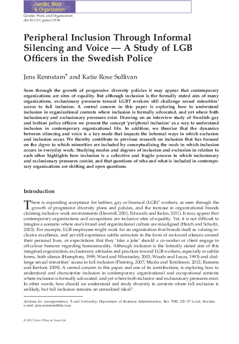 (PDF) Peripheral Inclusion Through Informal Silencing and Voice - A ...