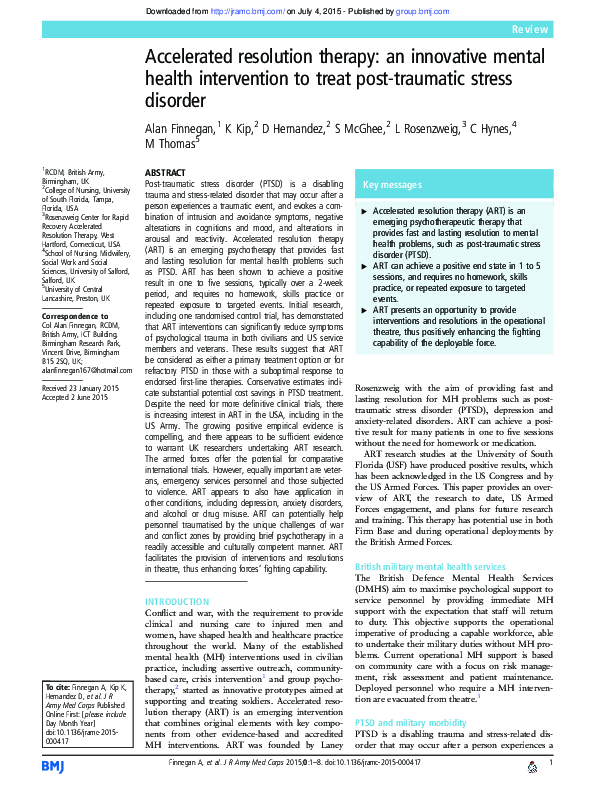 (PDF) Accelerated resolution therapy: an innovative mental health ...