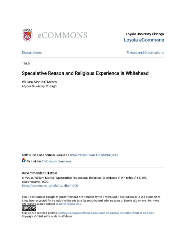 (PDF) Speculative Reason and Religious Experience in Whitehead ...
