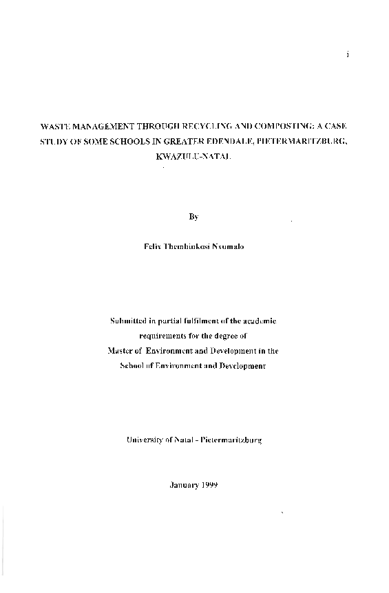 (PDF) Waste management through recycling and composting : a case study ...