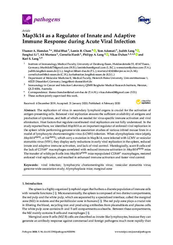 (PDF) Map3k14 as a Regulator of Innate and Adaptive Immune Response ...