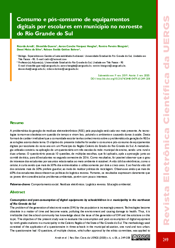 (PDF) Consumo e pós-consumo de equipamentos digitais por escolares na Região Celeiro