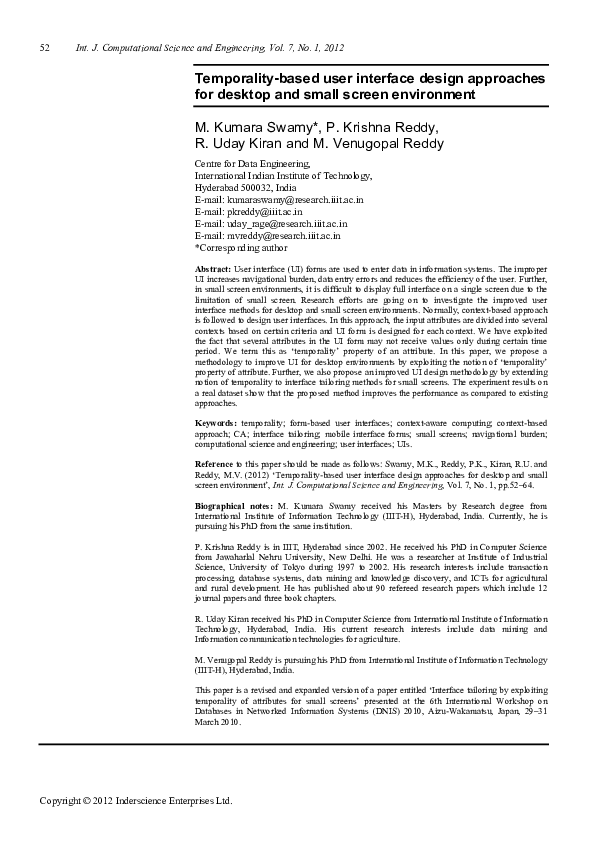 Pdf Temporality Based User Interface Design Approaches For Desktop And Small Screen Environment