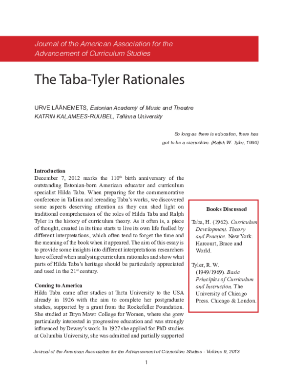 (PDF) The Taba-Tyler Rationales