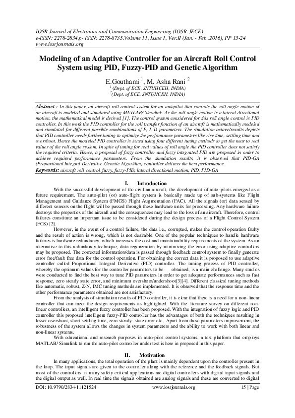 (PDF) ASIC implementation of fuzzy-PID controller for aircraft roll control