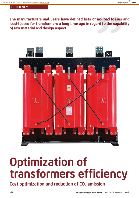 (PDF) Optimization of transformers efficiency