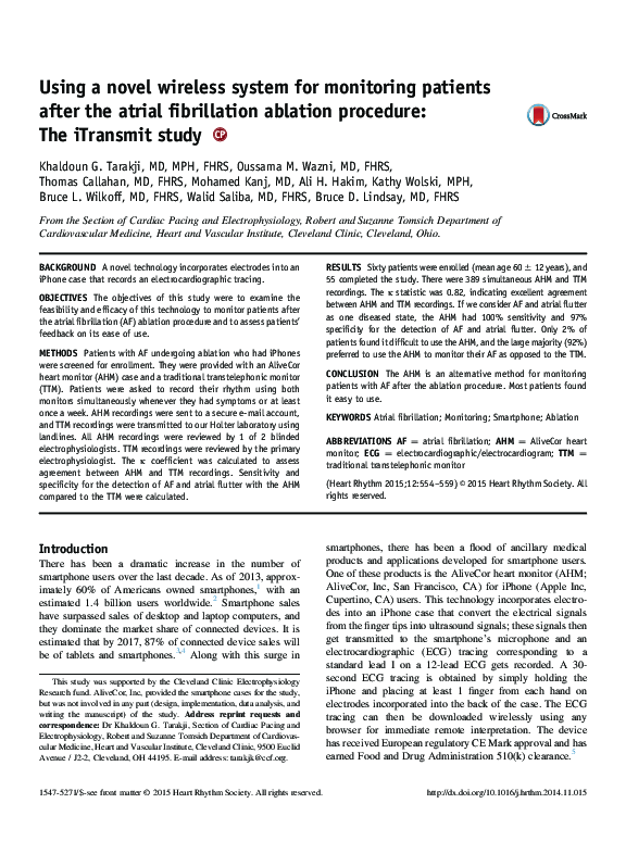 (PDF) Using a novel wireless system for monitoring patients after the atrial fibrillation ...