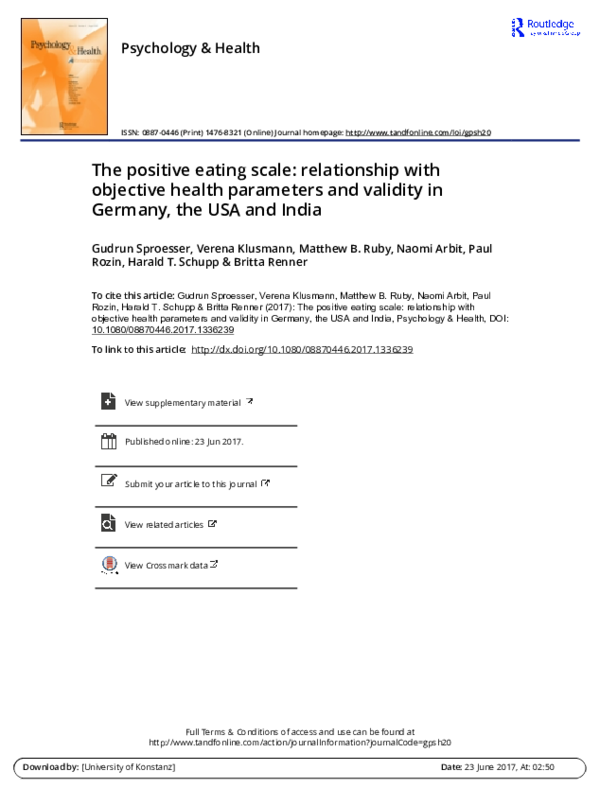 (PDF) The positive eating scale: relationship with objective health ...
