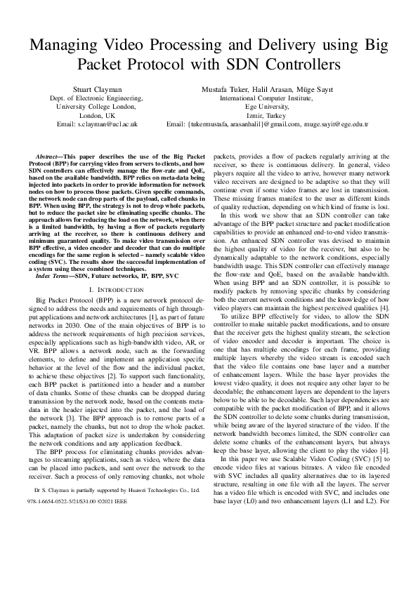 (PDF) Managing Video Processing and Delivery using Big Packet Protocol ...