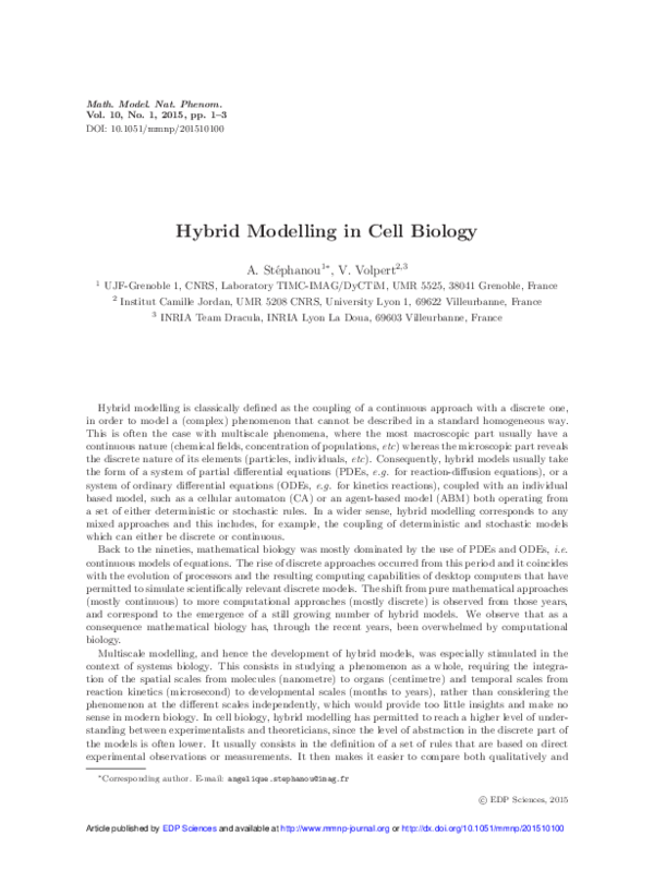 (PDF) Hybrid Modelling in Cell Biology
