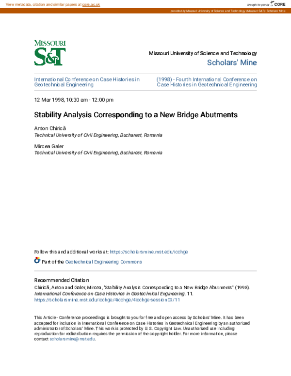 (PDF) Stability Analysis Corresponding to a New Bridge Abutments