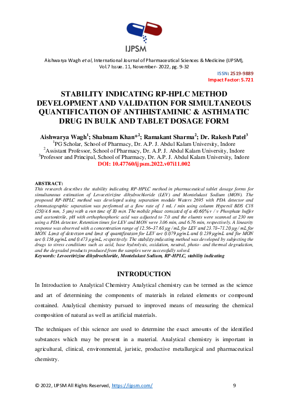 (PDF) STABILITY INDICATING RP-HPLC METHOD DEVELOPMENT AND VALIDATION FOR SIMULTANEOUS ...
