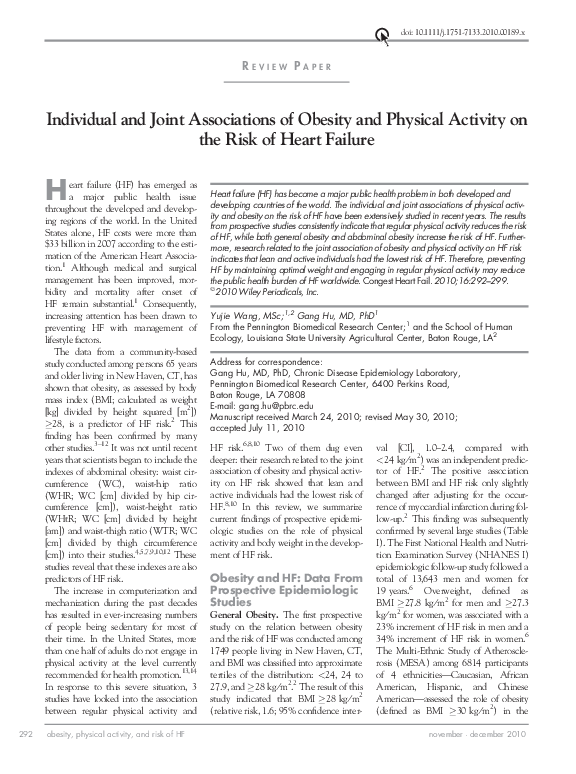 (PDF) Individual and Joint Associations of Obesity and Physical Activity on the Risk of Heart ...