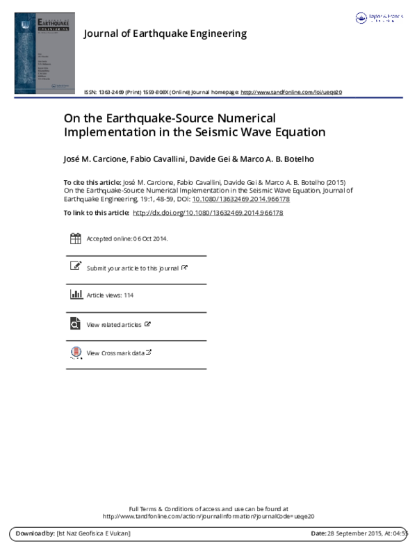 (PDF) On the Earthquake-Source Numerical Implementation in the Seismic ...