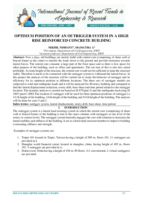 (PDF) Optimum Position of an Outrigger System in a High Rise Reinforced ...